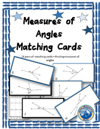 Measure of Angles Matching Card Set | Teaching Resources