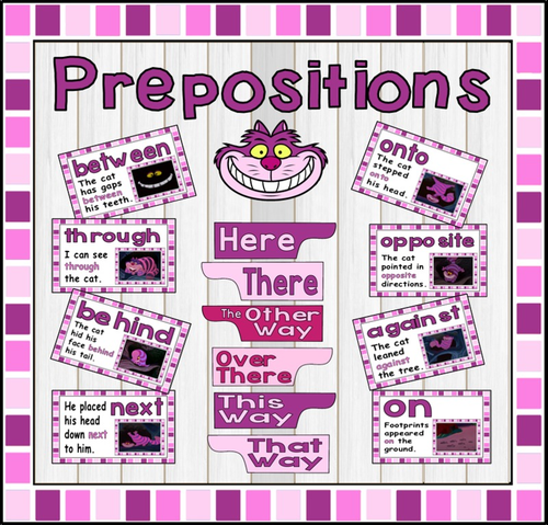 PREPOSITIONS POSTERS TEACHING RESOURCES EYFS KS1 CHESHIRE CAT ALICE IN ...