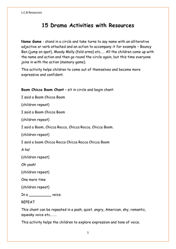 15 drama lesson ideas and activity resouces | Teaching Resources