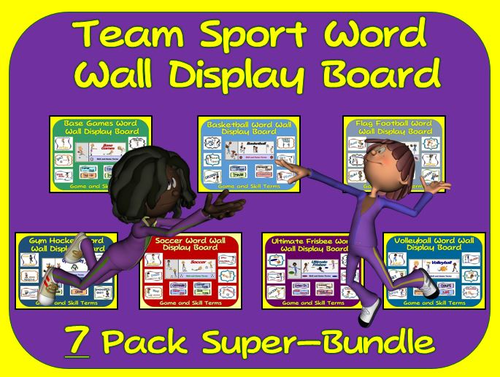 PE Word Wall Display Boards- 7 Pack, Team Sport Super Bundle | Teaching ...