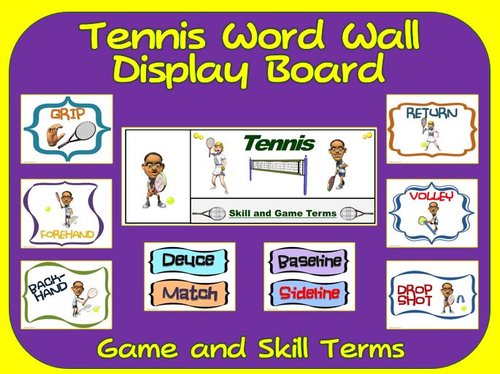 Tennis Word Wall Display: Skill, Graphics & Game Terms | Teaching Resources