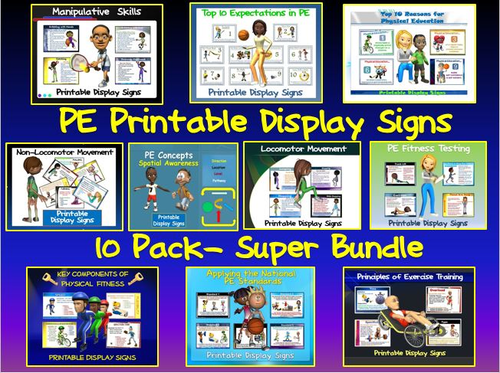 PE Printable Display Signs- 10 Pack Super Bundle | Teaching Resources