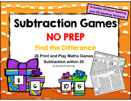 Subtraction Games NO PREP Math Games | Teaching Resources