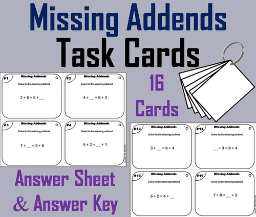Missing Addends Task Cards | Teaching Resources