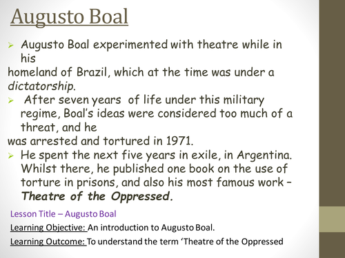 AUGUSTO BOAL 'Theatre of the Oppressed' Drama Poster by drama-trunk ...