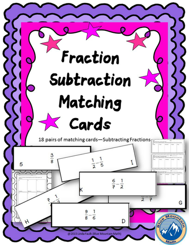 Fraction Subtraction Matching Card Set | Teaching Resources