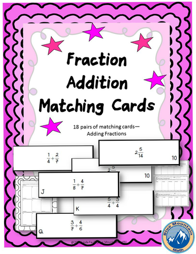 Fraction Addition Matching Cards | Teaching Resources