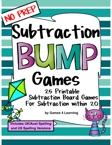 Subtraction Games 25 Subtraction Bump Games | Teaching Resources
