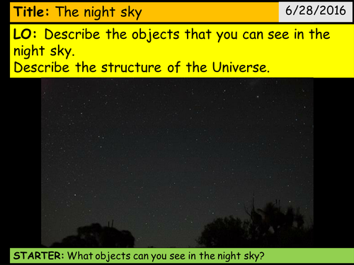 The night sky KS3 (for P4.1 Activate) | Teaching Resources