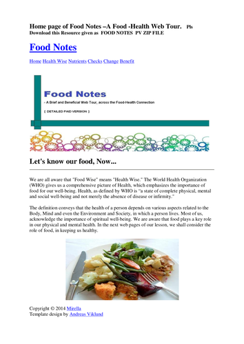 Food Notes -A Brief & Beneficial "Food-Health" Web Tour (FULL Version ...