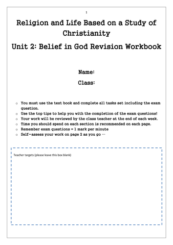 EDEXCEL Religion and Life Unit 2: Revision Workbooks. One for each ...