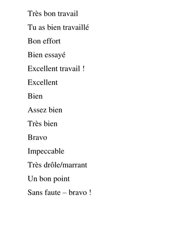 Display of praise words and phrases | Teaching Resources