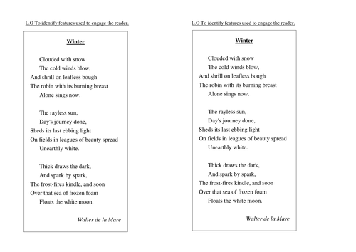 KS2 Poetry Walter De La Mare poetic devices lesson plan | Teaching ...