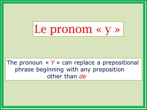 Le pronon « y » (The pronoun "y") | Teaching Resources