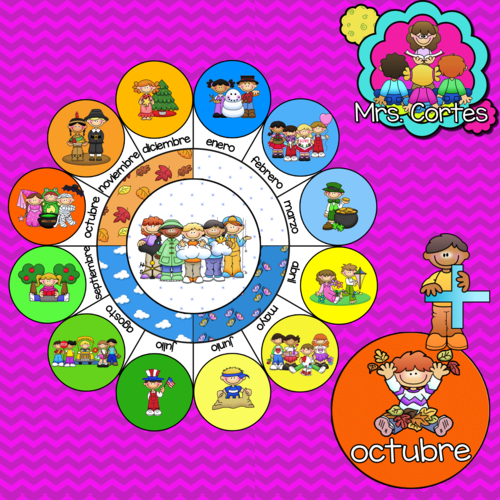 MIMIO Calendar Math- 13 Month Set (Spanish) | Teaching Resources