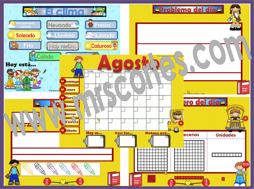 EASITEACH Calendar Math- Agosto (Spanish) | Teaching Resources