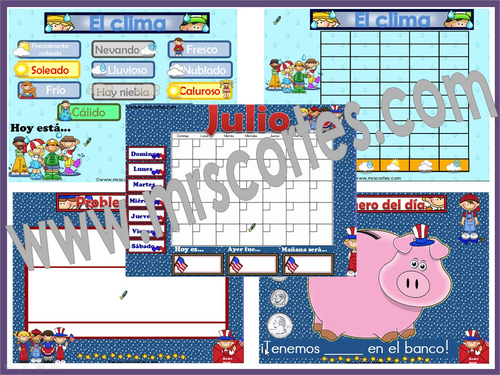 EASITEACH Calendar Math- Julio (Spanish) | Teaching Resources