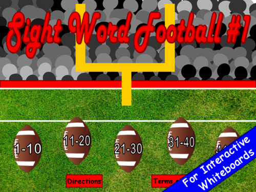 Sight Words Football #1 PowerPoint Game | Teaching Resources