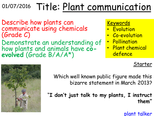 B3.16 Plant communication | Teaching Resources
