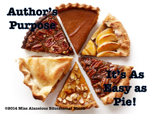 The Author's Purpose: It's As Easy As Pie! | Teaching Resources