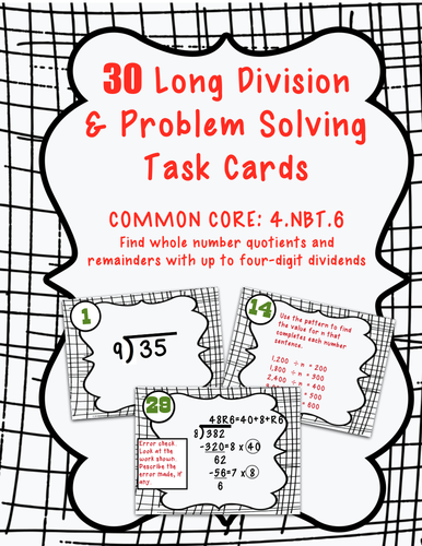 4th Grade Long Division And Problem Solving Task Cards 4nbtb6 Teaching Resources 