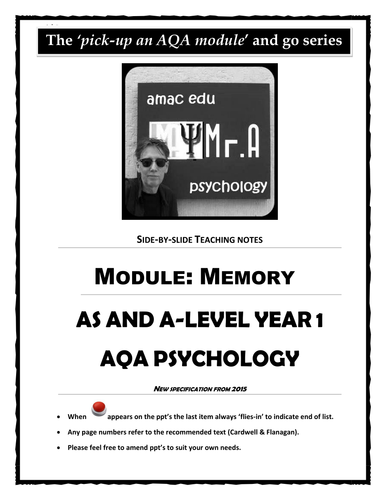 AQA Memory (New Spec A-Level Psychology: Year 1 & AS)... Just pick up a ...