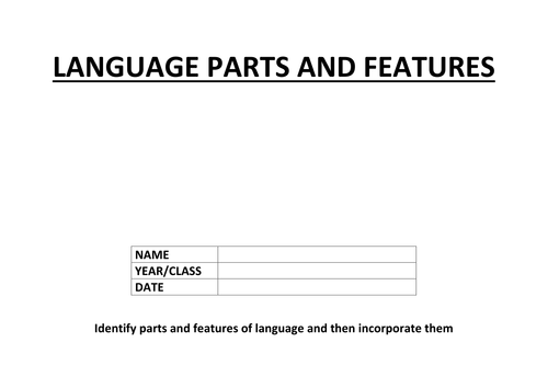 ENGLISH LANGUAGE - PARTS AND FEATURES | Teaching Resources