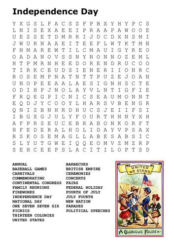 Independence Day - The Fourth of July Word Search | Teaching Resources