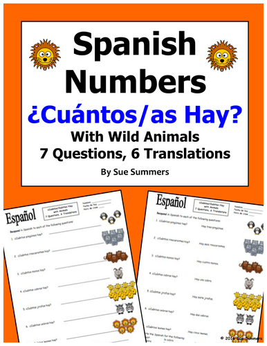 Spanish Numbers and Wild Animals Vocabulary - ¿Cuántos hay? | Teaching ...