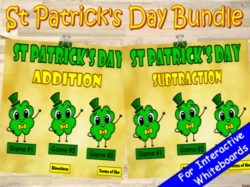 Subtraction and Addition St Patrick's Day PowerPoint Game Bundle ...