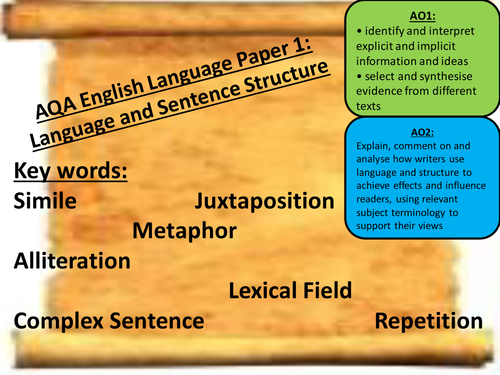 AQA English Language Paper 1 Question 2 Lesson | Teaching Resources