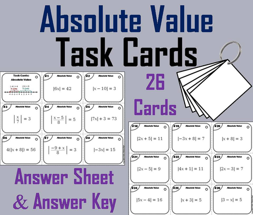 Absolute Value Task Cards | Teaching Resources