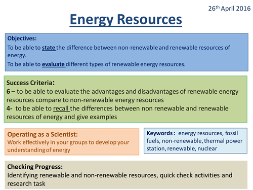 Energy Resources - Activate 2 | Teaching Resources