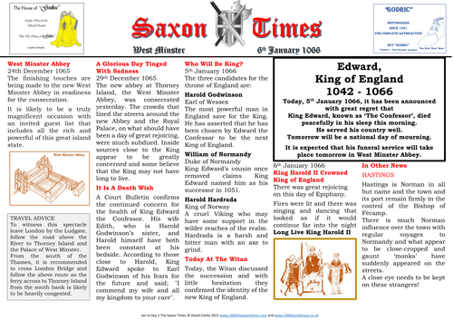 1066 The Saxon Times - January to September - The Lead up to the Battle ...