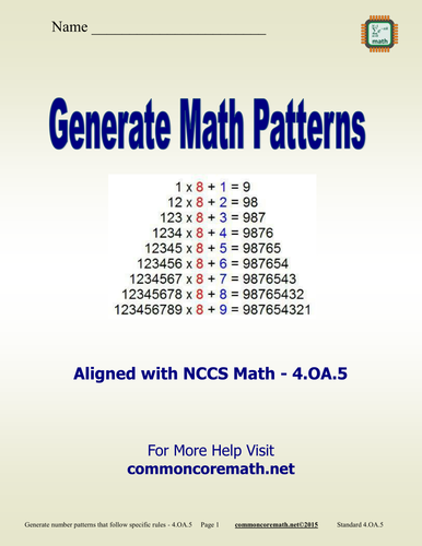 Generate Math Patterns - 4.OA.5 | Teaching Resources
