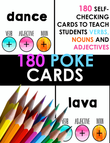 Word Class Poke Cards - 180 Self-Checking Cards for Nouns, Verbs and ...