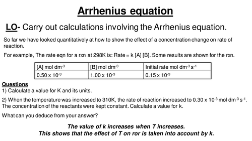 The Arrhenius equation by dingdingdong46 - Teaching Resources - Tes