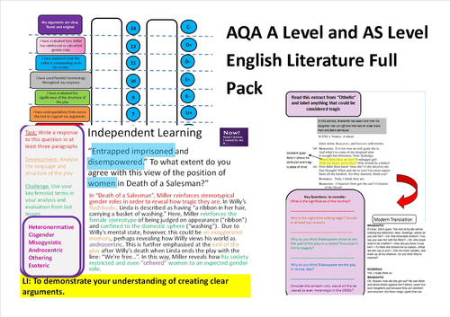 AQA A Level English Literature Complete Package | Teaching Resources