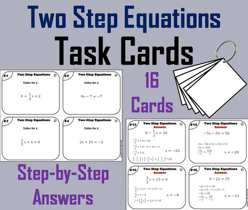 Two Step Equations Task Cards | Teaching Resources