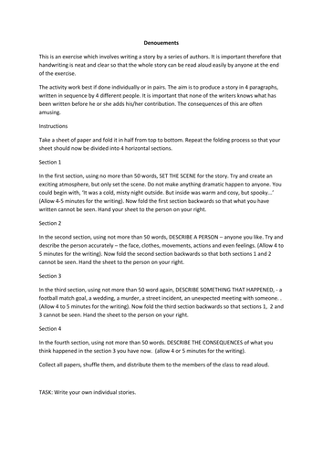 Creative Writing - short story exercise | Teaching Resources Creative Writing - short story exercise | Teaching Resources