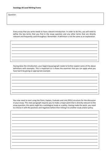 AS/A2 Sociology Essay Writing Frame | Teaching Resources AS/A2 Sociology Essay Writing Frame | Teaching Resources