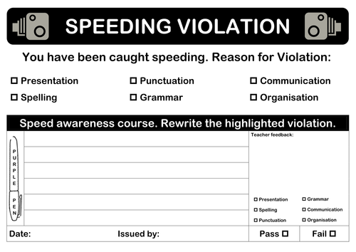 Literacy speeding ticket | Teaching Resources