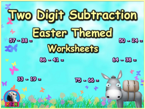 Two Digit Subtraction Worksheets - Easter Themed - Horizontal ...