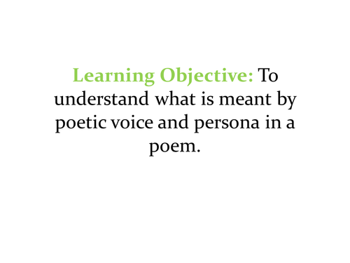 Poetic Voice and Personas - exploring the terms with activities and ...