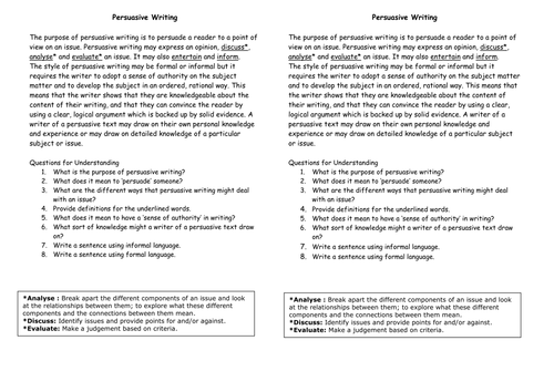 Introduction to Persuasive Writing KS3 by he4therlouise - Teaching ...