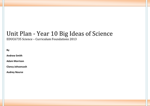 Big Ideas of Science - Unit plan | Teaching Resources