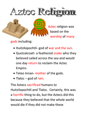 Aztec Religion- updated | Teaching Resources