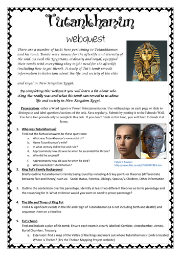 CORRECTED-Tutankhamun Webquest - Student Worksheet | Teaching Resources