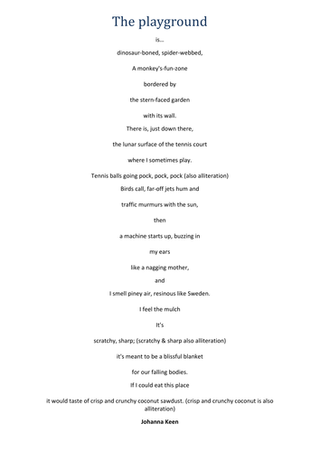 Figures of Speech activity - Playground Poem | Teaching Resources