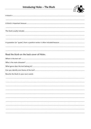 Holes - Pre-reading activity | Teaching Resources